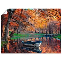 Artland Wandbild »Bunte Herbstlandschaft« Boote & Schiffe 1 Stk. tlg. als Leinwandbild, Poster in verschied. Größen Farbe Bild(er): orange