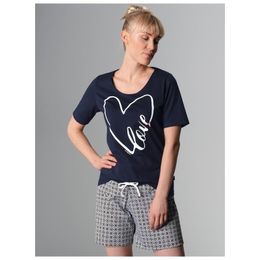 TRIGEMA Schlafanzug »Kurzer Schlafanzug mit großem Herz-Motiv« 1 Stk. tlg. navy M M DELUXE-Single-Jersey