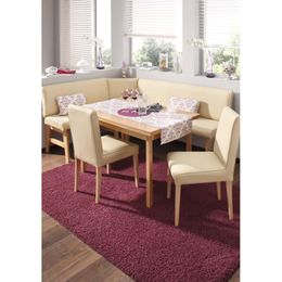 Home Affaire Eckbankgruppe »Susanne« Set, 4 Stk. tlg. Eckbank langer Schenkel 156 oder 205 cm, wahlweise rechts oder links buchefarben/creme +