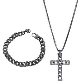 Firetti Schmuckset »Mulitpack Schmuck Geschenk Edelstahl Kette mit Anhänger Armband« (Set, 3 Stk. tlg.) antikfarben-schwarz Zeitlos schönes...