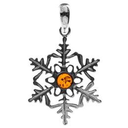 OSTSEE-SCHMUCK Kettenanhänger »Anhänger Schneeflocke Anhänger Schneeflocke« (1 Stk. tlg.) 34x24mm Schneeflocke als Anhänger gearbeitet