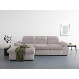 COTTA Ecksofa »Lola L-Form mit Kopfteilfunktion & Hocker« wahlweise mit Bettfunktion, Bettkasten & Armteilverstellung Stone