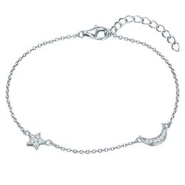 Rafaela Donata Gliederarmband &raquo;RD482&laquo; aus Sterling Silber silber + wei&szlig; none Damen Armband mit Mond und Stern
