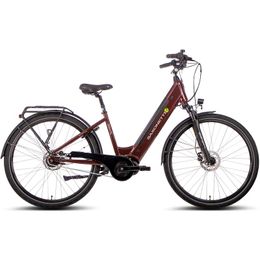 SAXONETTE »Premium Plus 3.0« 8 Gang Nabenschaltung Mittelmotor 250 W Pedelec, Elektrofahrrad für Damen u. Herren bordeaux+schwarz