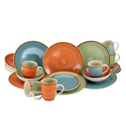 Creatable Kombiservice »Geschirr-Set Country« Service, Spiraldekor, 24 Teile, für 6 Personen orange/grün/blau 0