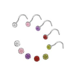Firetti Nasenpiercing-Set »Multipack Schmuck Geschenk Silber 925 Piercing Nasenstecker« mit Zirkonia (synth.) silberfarben-rosa-lila-rot-grün +...