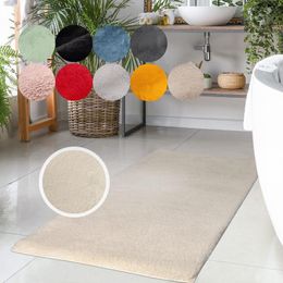 Carpet City Badematte »Topia Mats, Badteppich uni« Höhe 14 mm rutschhemmend beschichtet strapazierfähig Hochflor, Kaninchen Haptik, Polyester,...