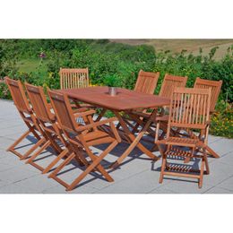 Merxx Garten-Essgruppe »»Rio«« Set, Geöltes Eukalyptusholz, 7 Stk. tlg. Ausziehtisch:, klappbar LxB: 110-160 x 90 cm natur + natur + natur