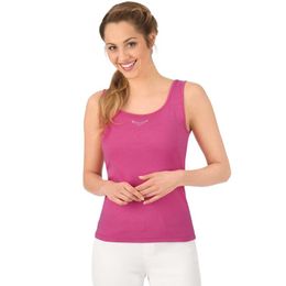 TRIGEMA Tanktop »Trägershirt mit Kristallsteinen« 1 Stk. tlg. hibiskusblüte-melange M M 95 % Baumwolle, Ringgarn supergekämmt, 5 % Elastan