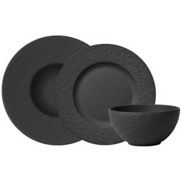 Villeroy & Boch VILLEROY & BOCH Geschirr-Set »Manufacture Rock« Made in Germany, Fine China Porzellan schwarz