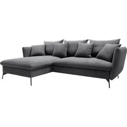 Andas Ecksofa »LIVORNO, 258 cm, L-Form, « Schlaffunktion u. Bettkasten (139/224cm), Samt, Struktur, Webstoff Schwarz 0