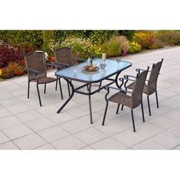 Merxx Garten-Essgruppe »»Roma«« Set, Pulverbeschichtetes Aluminiumgestell, 5 Stk. tlg. Tisch: LxB: 150x85 cm braun + braun + graphit