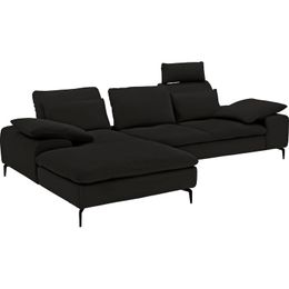 W.Schillig Ecksofa »valentinoo, Designsofa, bequem, elegant und zeitlos, L-Form« inklusive Hocker, mit Sitztiefenverstellung, Breite 299 cm schwarz...