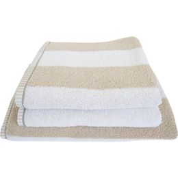 Dyckhoff Handtuch Set »Maritim, Block Stripe« Set 3 Stk. Frottier 2 Handtücher (50x100cm), 1 Duschtuch (70x140cm) greige Obermaterial: 100% Baumwolle