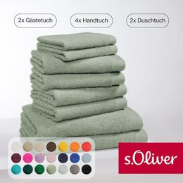 s.Oliver Handtuch Set »Premium Qualität, 600 gr/m²« Set 8 Stk. Walkfrottier 2 Gästetücher 30x50, 4 Handtücher 50x100, 2 Duschtücher 70x140 hellgrün...