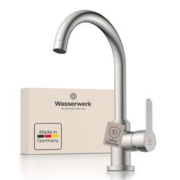 WASSERWERK Spültischarmatur »WK 5, Wasserhahn, Küche, Einhebelmischer« 360° schwenkbar, Cold-Start-Funkt., geräuscharm Edelstahloptik