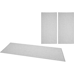 Hanse Home Bettumrandung »Casual« Höhe 4 mm 3 Stk. tlg. Bettvorleger, 3-teiliger Läufer Set, Unifarben, Kurzflor, Bettläufer hellgrau Obermaterial:...