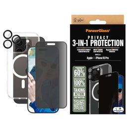 PanzerGlass Displayschutzglas »3-in-1 Privacy Protection, Glass, Hoops, Case« für Apple iPhone 16 Pro Displayschutzfolie, Schutzfolie,...