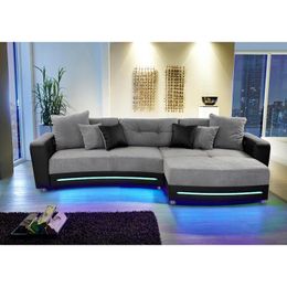Jockenhöfer JOCKENHÖFER GRUPPE Ecksofa »Laredo L-Form« inklusive RGB-LED-Beleuchtung und Bluetooth-Soundsystem schwarz/grau