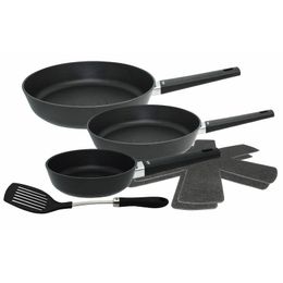 ELO Pfannen-Set »Smart Wave 6-teilig« Aluminium Set, je 1 Pfanne Ø 16/24/28 cm, 1 Pfannenwender, 2 Stapelschutz, 6 Stk. tlg. Induktion schwarz 0