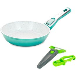 Genius Bratpfanne »Cerafit Revolution Pfanne Ø 20 cm inkl. Börner Multi Peeler, Set« Set, Pfanne, Ø 20 cm, aquagrün, Börner Multi peeler 3er-Set,...