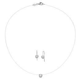 Firetti Ohrring und Ketten Set »Schmuck Geschenk Silber 925 Ohrringe Halskette mit Anhänger Solitär« (Set, 2 Stk. tlg.) mit Zirkonia (synth.)...