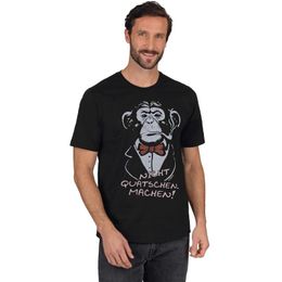 TRIGEMA T-Shirt »T-Shirt mit Affen-Druckmotiv und Spruch« 1 Stk. tlg. schwarz M M Bei 40°C waschbar