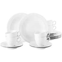 Seltmann Weiden Kaffeeservice »Geschirr-Set, Service Trio« Tassen, Teller, Untertassen, Made in Germany, 18 Teile, für 6 Personen weiß