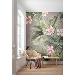 Komar Fototapete »Digitaldruck Vlies - Large Bloomed - Größe 200 x 250 cm« bedruckt glatt Wohnzimmer, Schlafzimmer Beige,Grün