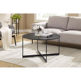 Salesfever Couchtisch »Couchtisch für stylisches Wohnambiente« 1 Stk. tlg. Glasplatte mit Strukturoptik Schwarz Moderner, runder Couchtisch (Ø 80 cm)