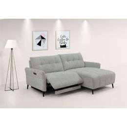 Inosign Ecksofa »DENIO 3-Sitzer, L-Form (Breite 209cm), elektr. Relaxfunktion, USB-A/C« Liegefunktion durch Recliner, Federkernpolsterung hellgrau