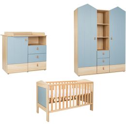 Arthur Berndt Babyzimmer-Komplettset »Babyzimmer-Set »Roofy« 3-teilig mit 2-türigem Kleiderschrank« Set, Babymöbel-Set »Roofy« Kleiderschrank,...
