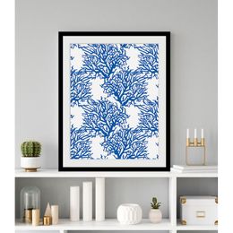 queence Bild »Marc« Kunst Meer Wassertiere 1 Stk. tlg. HD Premium Poster-Druck inkl. Holzrahmen Farbe Rahmen: schwarz + Farbe Bild(er): blau