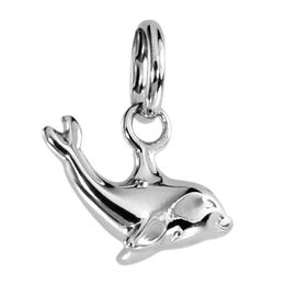 OSTSEE-SCHMUCK Kettenanhänger »Anhänger Delfin Anhänger Delfin« (1 Stk. tlg.) 13 x 12 mm Niedlicher Silberanhänger, rhodiniert