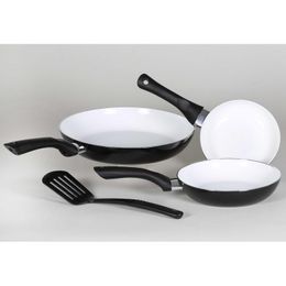 Krüger KRÜGER Pfannen-Set »Riga« Aluminium Set, 1x Bratpfanne Ø 16 cm, 1x Bratpfanne Ø 24 cm, 1x Bratpfanne Ø 28 cm, 4 Stk. tlg. Induktion schwarz