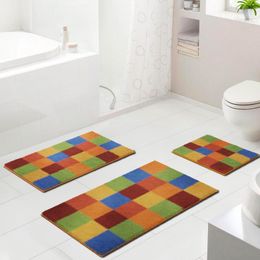 Grund Badematte &raquo;BONA&laquo; H&ouml;he 20 mm fu&szlig;bodenheizungsgeeignet rutschhemmender R&uuml;cken, kariert, flauschig, weich Polyester