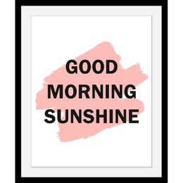 queence Bild »Good Morning« Motivationsbilder Schriftzug Schwarz-Weiß HD Premium Poster-Druck inkl. Holzrahmen Farbe Rahmen: schwarz + Farbe...
