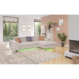 COTTA Ecksofa &raquo;Komaris L-Form, B: 244 cm&laquo; mit Kopfteilverstellung, optional Bettfunktion, Bettkasten & Licht grau 100% Polyester