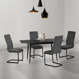 Home Affaire Essgruppe »Elbach, TOPSELLER!, OTTOs Choice« Set, 5 Stk. tlg. Tisch ausziehbar 120-160 cm Esszimmer Tischgruppe schwarz/anthrazit +