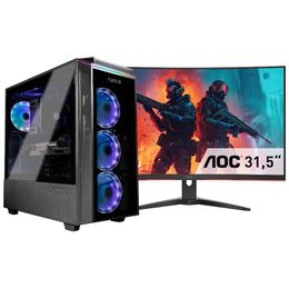 Captiva Gaming-PC-Komplettsystem »Highend Gaming R82-998 TFT Bundle« 80 ′′ AMD Ryzen 7 Nvidia 32 GB RAM 1.000 GB SSD schwarz Windows 11 Home 64-bit