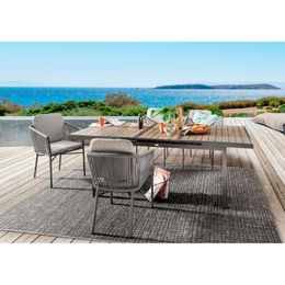 Destiny Garten-Essgruppe »LUCCA IMOLA« 4x Sessel, 1x Tisch, inkl. Auflagen, 13 Stk. tlg. Aluminium, Polyrattan, Rope grau +