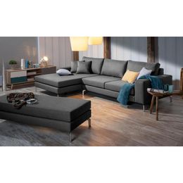 Max Winzer Ecksofa »Flori Set inkl. Hocker, guter Sitzkomfort, aktuelles Design« elegant mit abgewinkelten Chromfüßen, inklusive Zierkissen anthrazit