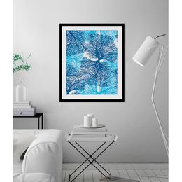queence Bild »Mirco« Kunst Meer Wassertiere 1 Stk. tlg. HD Premium Poster-Druck inkl. Holzrahmen Farbe Rahmen: schwarz + Farbe Bild(er): blau