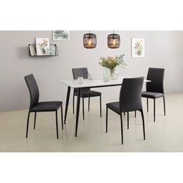 Hela Essgruppe »ALIZIA Tischgruppe Küche Esszimmer, Tisch Stühle« Set, 5 Stk. tlg. Tischplatte Stein Breite 140 cm, Flachgewebe, Belastbarkeit 120...