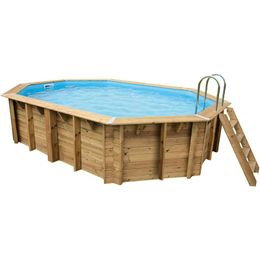 Ubbink Ovalpool »Sunwater« 300 x 490 x 120 cm, Holzpool komplett mit Filteranlage grau Ø/B/H/L: Breite 300 cm x Höhe 120 cm x Länge 490 cm