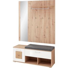 Innostyle Schuhbank »Fun Garderobe Set, 126x193x38cm (B/H/T)« 2 Stk. tlg. 1 türig, 1 Schublade, Softclose, ABS Kantenschutz, Sitzkissen weiß MODERN...