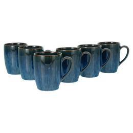 Creatable Becher »Sea Breeze Blau, Kaffeebecher 30 cl, 6er Set« Reaktive intensiv leuchtende Spezialglasur blau