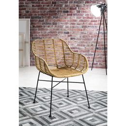 Sit Rattanstuhl »Rattan Vintage« (Set) 2 Stk.mit Armlehnen, Shabby Chic, Vintage natur/schwarz