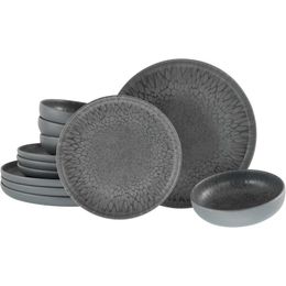 Creatable Teller-Set »Uno Volcano, Tellerset 12-tlg« Reaktivglasur, Vintage Style Dark