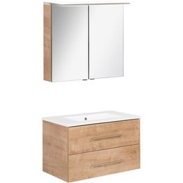 Fackelmann Waschtisch &raquo;Waschplatz-Set B.Perfekt&laquo; 3 tlg. 3-teilig Korpus und Fronten Optik Asteiche + Optik Asteiche